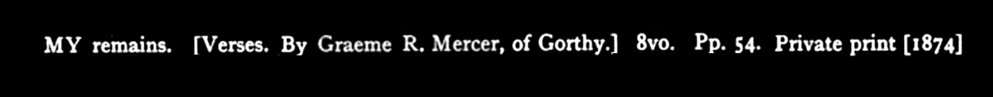 1874 My Remains – VERSES by Graeme Reid Mercer – Hole Ousia