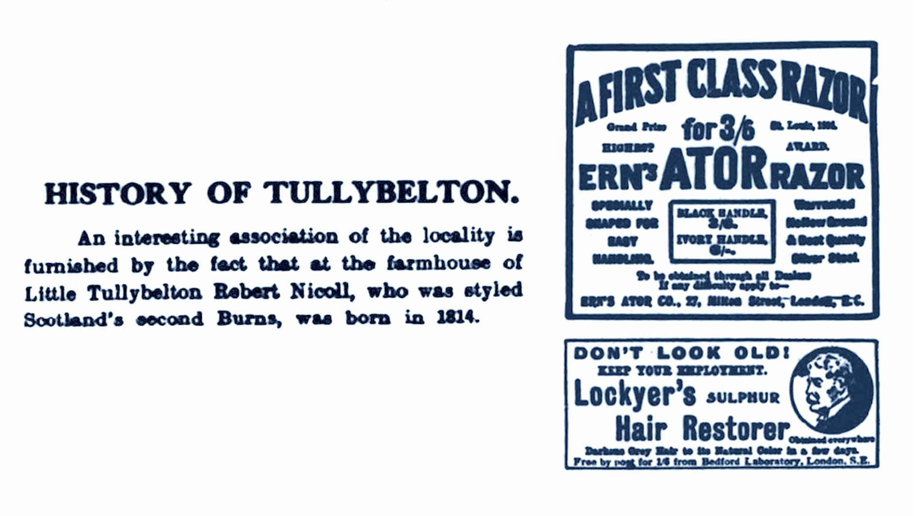 Little Tullybelton Oct 1910 – Robert Nicholl and Rabbie Burns – Hole Ousia