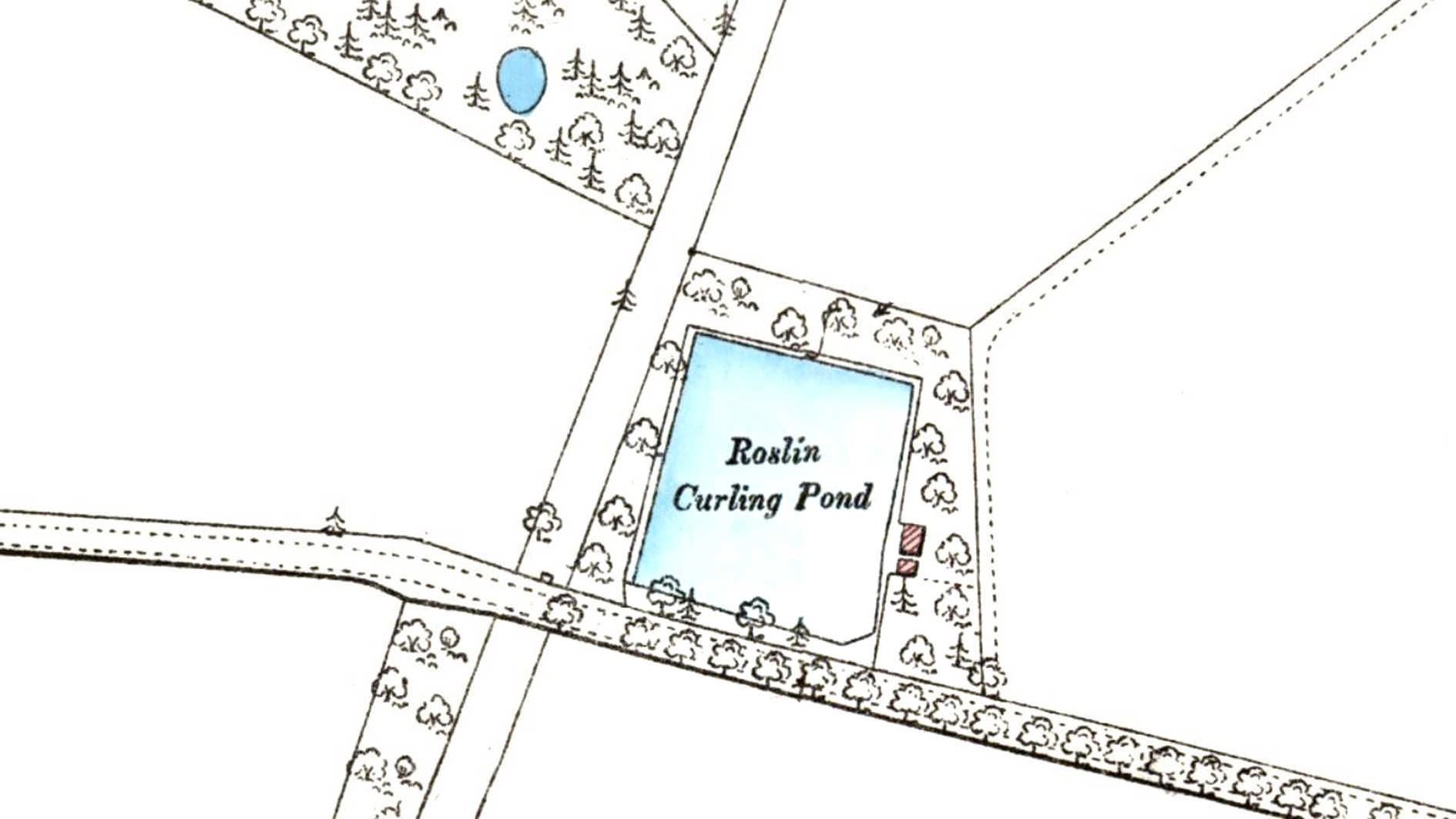 Roslin Curling pond – OS map 1892 – Hole Ousia