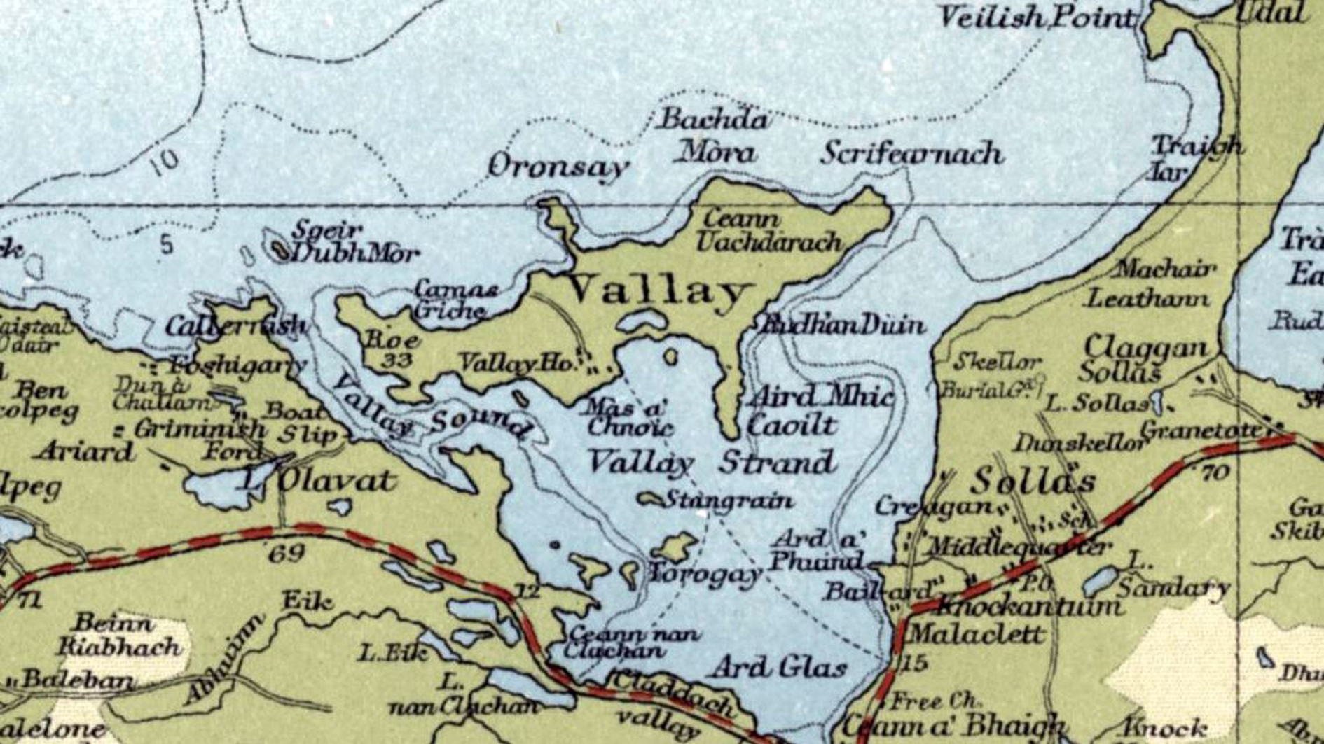 Vallay map 1950s – Hole Ousia