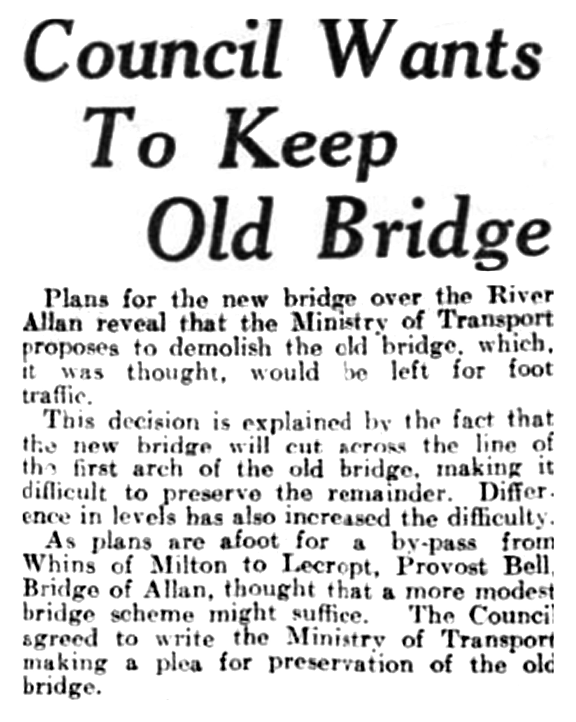 Bridge over the Allan Water – Dr Welsh Trust