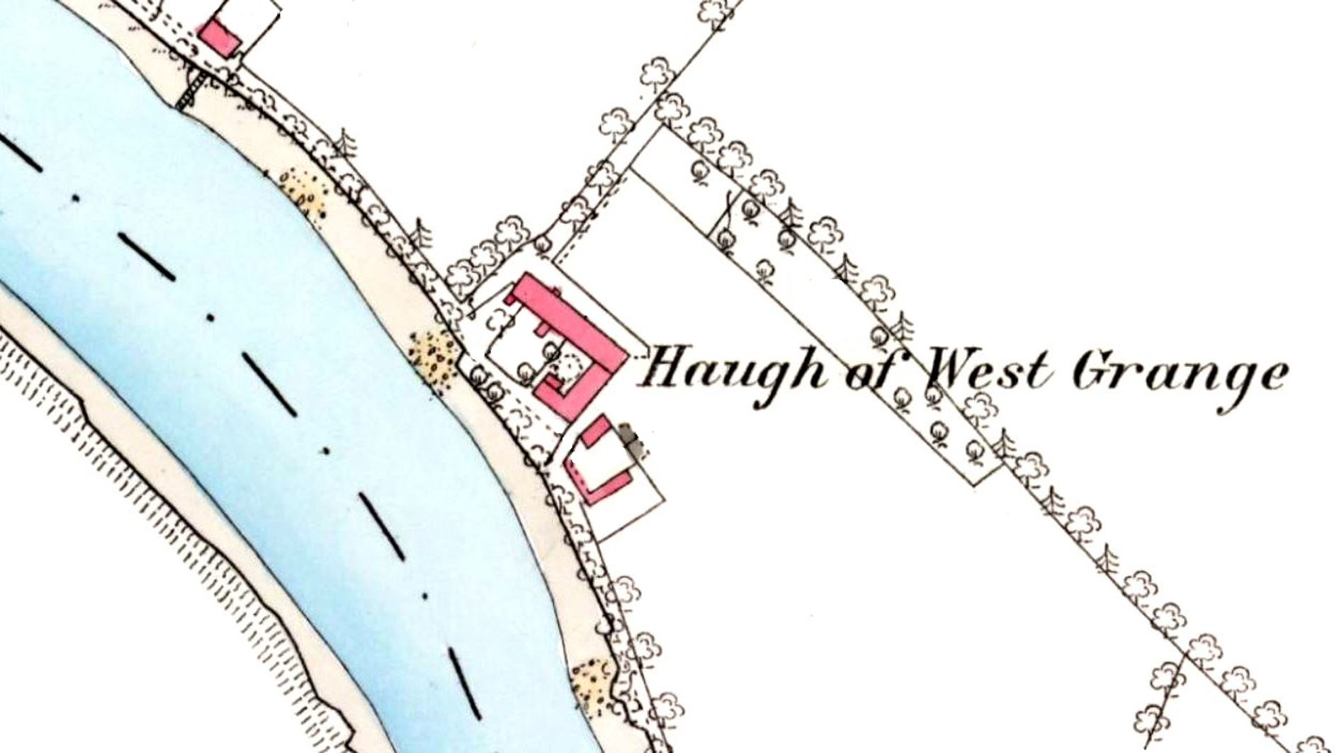 Haugh of West Grange OS map 1961 – River Forth – Hole Ousia
