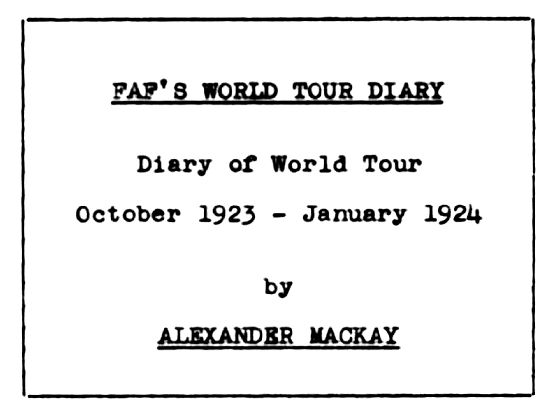 Diary of Alexander Mackay of Glencruitten – World Tour (2) – Hole Ousia