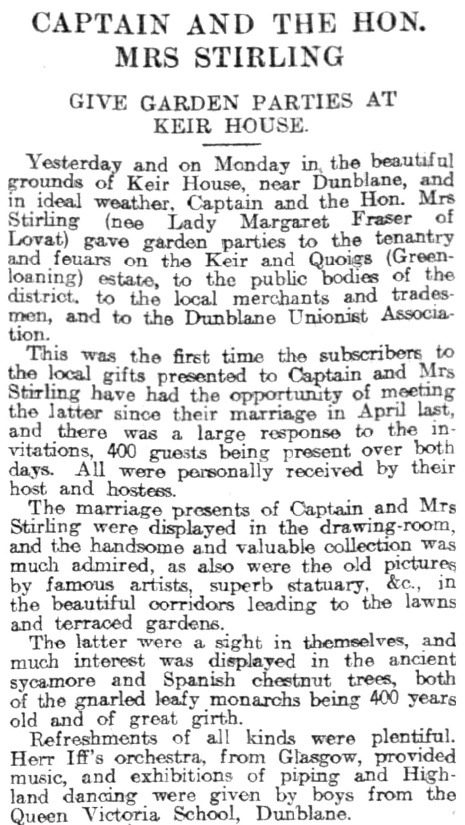 Garden Parties at Keir House, 10 Aug 1910 – Hole Ousia