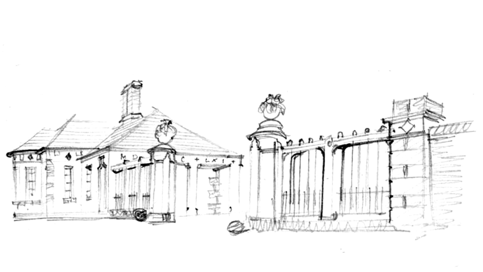 Keir Home Farm gates and lodge by David Walker – Hole Ousia