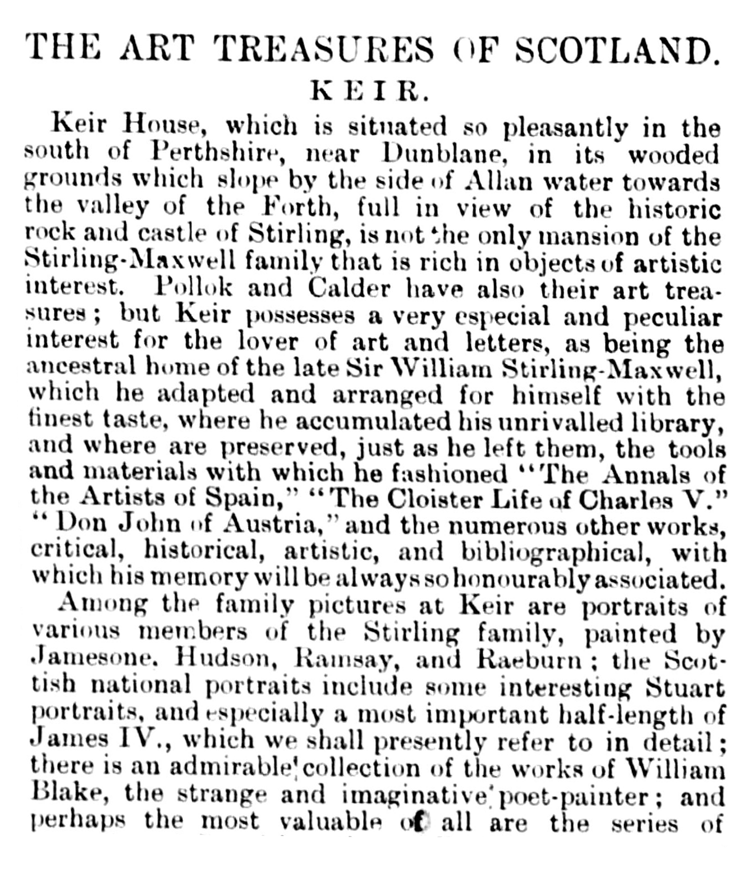 The Art Treasures of Scotland – Keir House – Bridge of Allan Gazette ...
