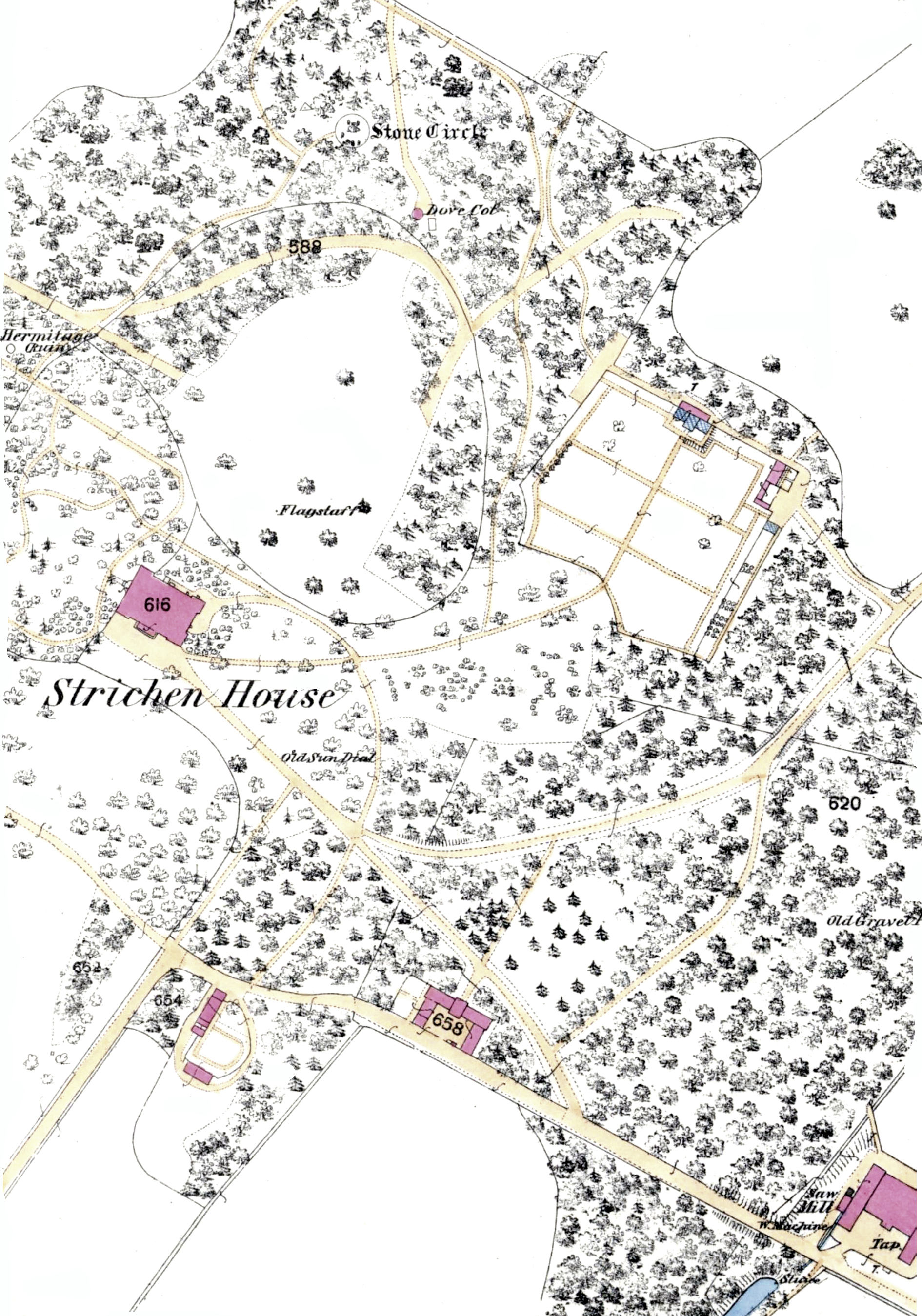 Strichen House, OS map 1870 – detail – Hole Ousia